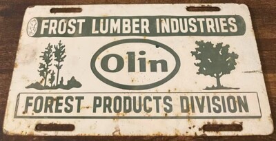 Olin Frost Lumber Industries Booster License Plate Timber Co Thibodaux ...