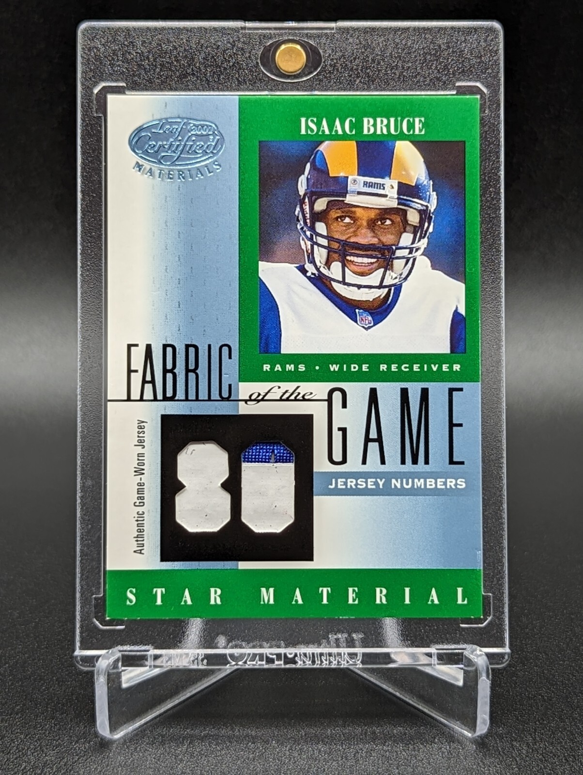 2001 Leaf Certified Isaac Bruce Game Used Name Plate Patch #d 6/80 SP ...