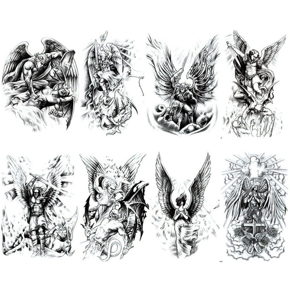 2/6/8pcs Tattoos Semi-permanent Cool Tattoos Angel Tattoo Sticker for ...