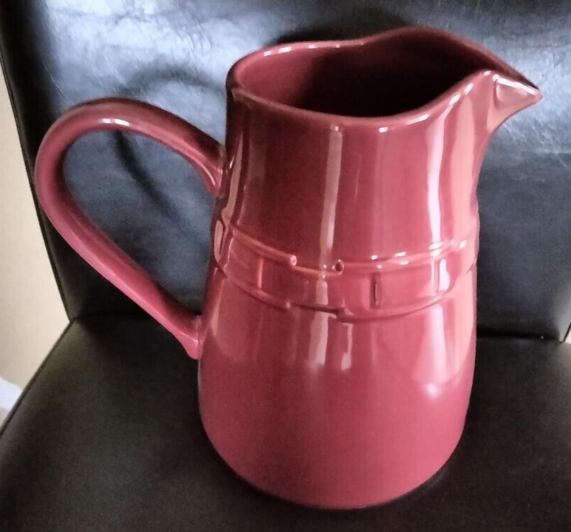 Longaberger Pottery RARE New Design Pitcher Paprika Red color MINT FREE ...