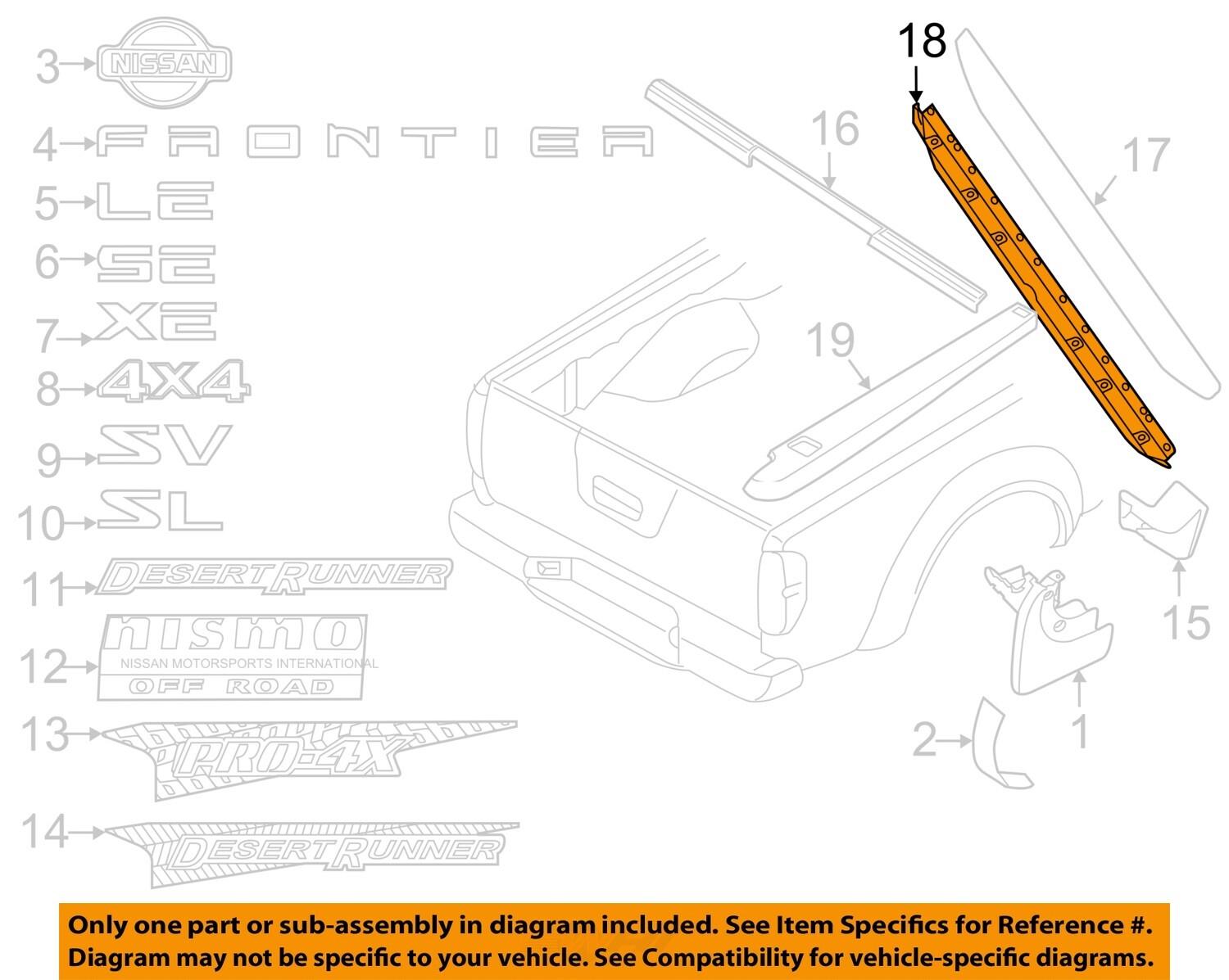 Nissan 934A89BF0A Genuine OEM Tail Gate Cover for sale online | eBay