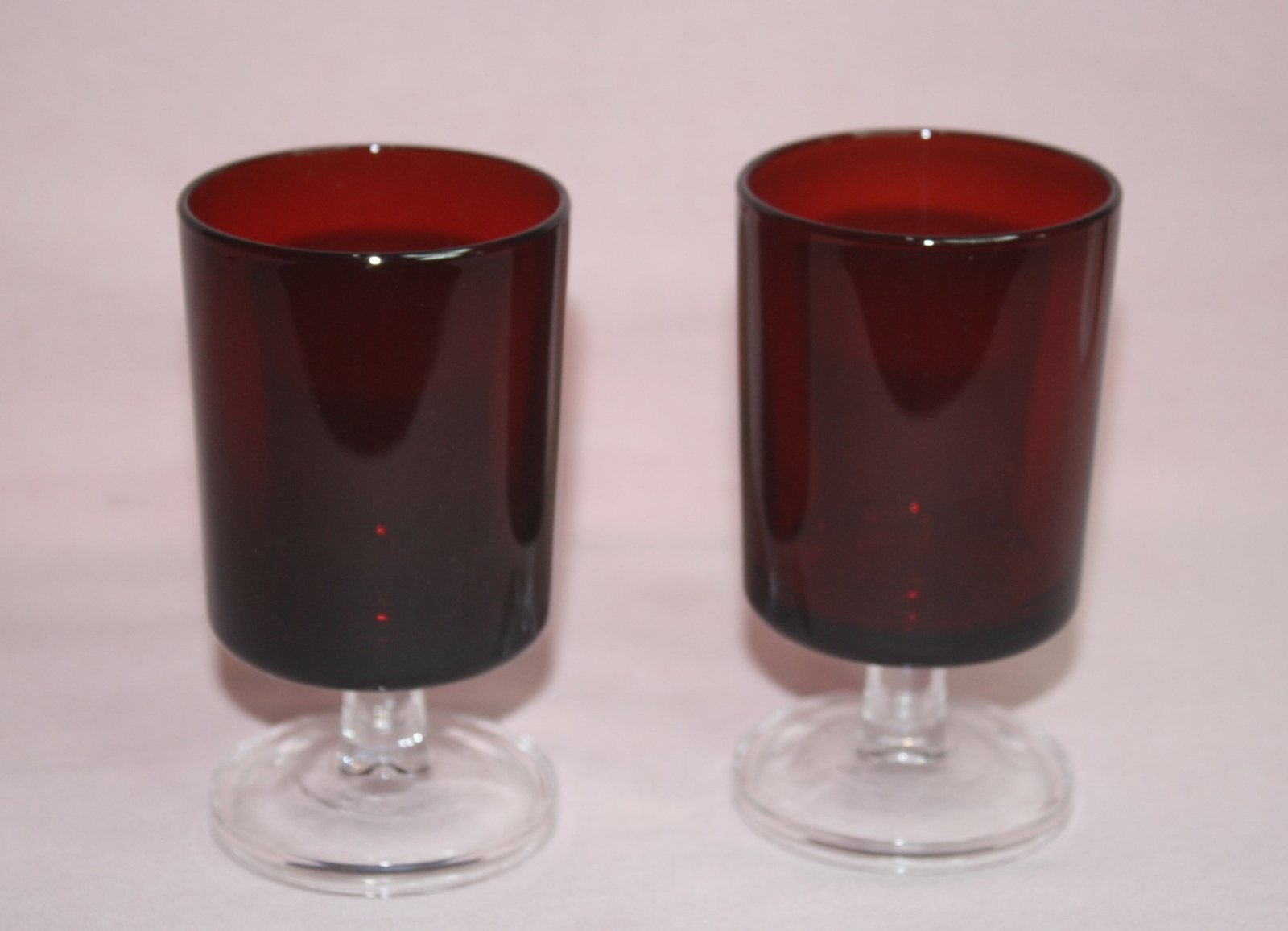 VINTAGE RUBY GLASS BRANDY / WINE DRINKING FOOTED 4 OZ. LOT OF 2 | eBay