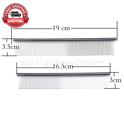 Metal Dog Combs 2 Pack for Grooming,Pet Comb with Rounded Ends ...