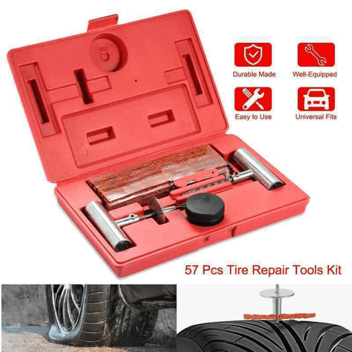 57PCS Car Tire Repair Tool Kit Heavy Duty Flat Tire Repair Kits Plug ...