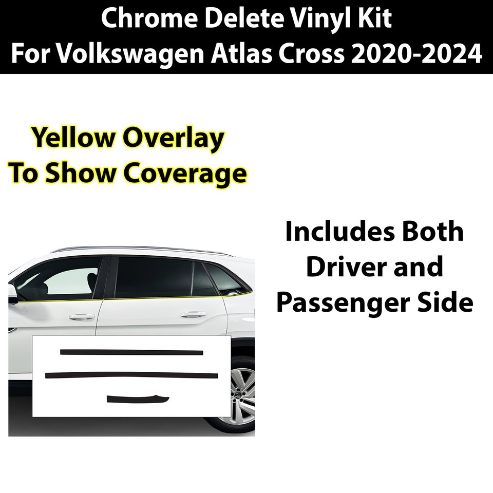 Fits VW Atlas Cross 2020-2026 Side Window Chrome Delete Decal Blackout ...