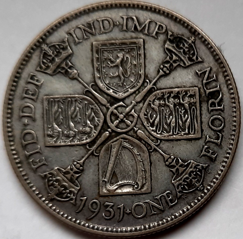 1931 United Kingdom George V One Florin (Two Shilling) Silver Coin ...