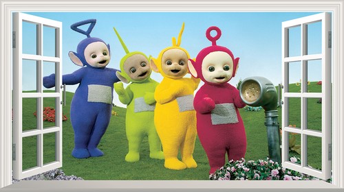 Teletubbies Large Magic Window Self Adhesive Wall Sticker Decal Print ...