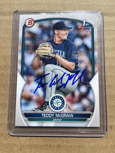 Signed TEDDY MCGRAW MARINERS RC 1st Bowman 2023 DRAFT #BD-73 ...