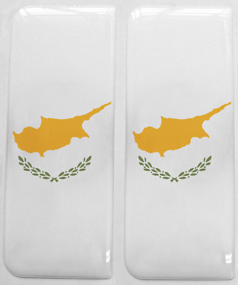 2x Cyprus Full Flag - Gel Domed Number Plate Badges/Decals - 107x42mm ...