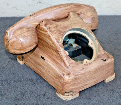 Old Telephone ANTIQUE Case FAUX painted Art Decor Odd Parts PHONE Props ...