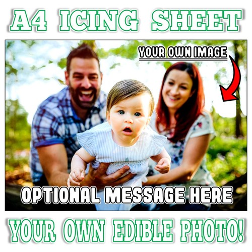 A4 YOUR OWN EDIBLE PHOTO CUSTOM ICING CAKE TOPPER PERSONALISED IMAGE ...
