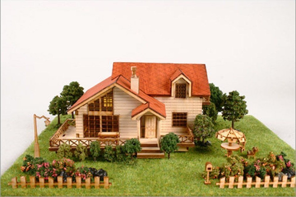 Desktop Wooden Model Kit Garden House A with a large deck by ...