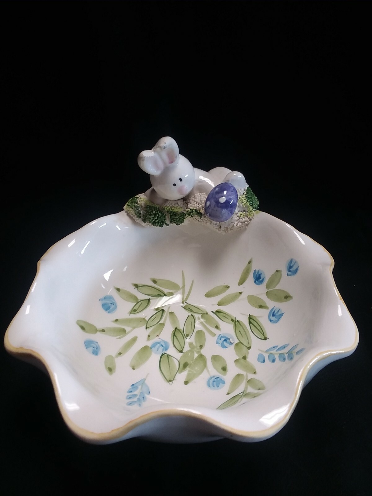 Nantucket Pottery Bunny Rabbit Candy Dish Easter Spring Hand Painted | eBay