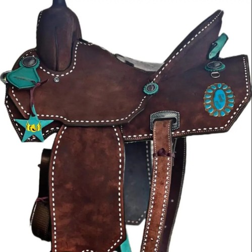 Barrel Racing Western Horse Saddle Leather Tooled Carved Tack 12-18 ...