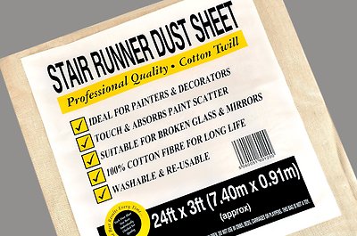 5 X LARGE ( 24" X 3" ) STAIRWAY STAIR RUNNER DUST SHEET 100% COTTON ...