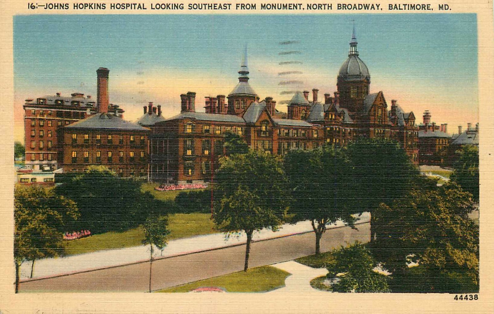 Postcard Baltimore John's Hopkins Hospital From North Broadway Linen ...