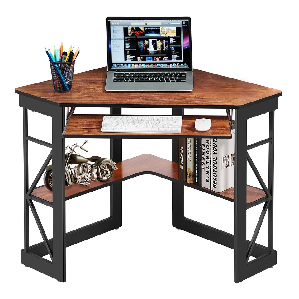 Triangle Corner Computer Desk Small Spaces Home Office Desk Laptop Work ...