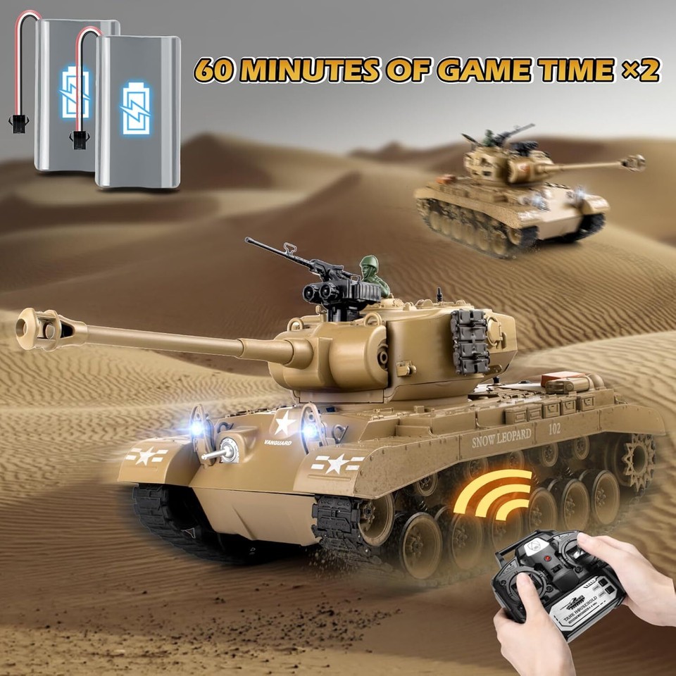 1:18 RC Tank US M26 Pershing Remote Control Model Toys Vehicle Army ...