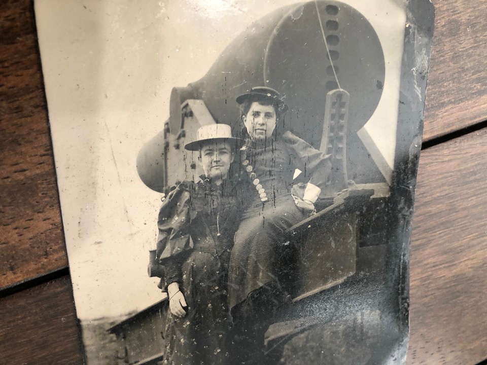 Antique Tintype Photo, Two Women with Civil War Cannon | eBay