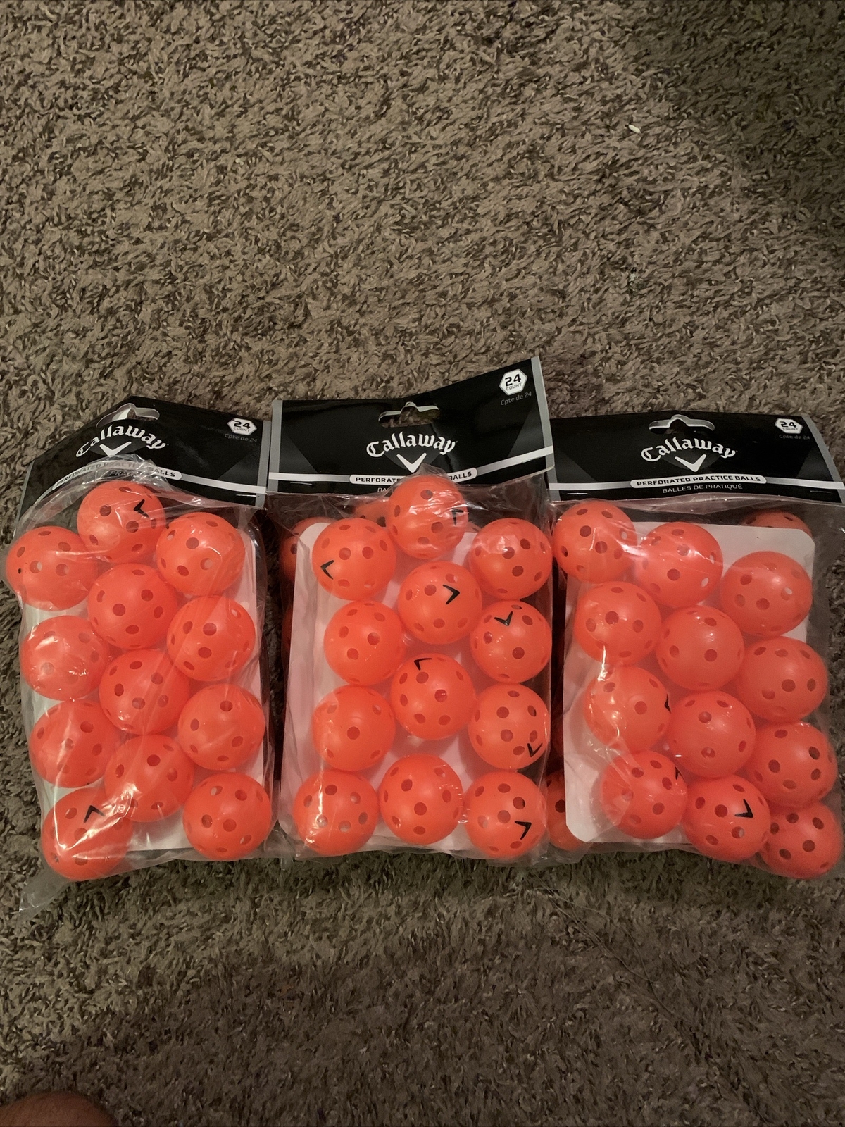 Callaway Perforated Practice Golf Balls ~Plastic 24 Orange New 3 Packs 72 Total | eBay