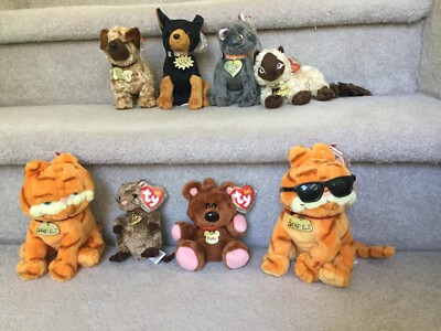 Rare 2004 Set of 8 Ty Beanie Baby Garfield Characters with Name Tag ...