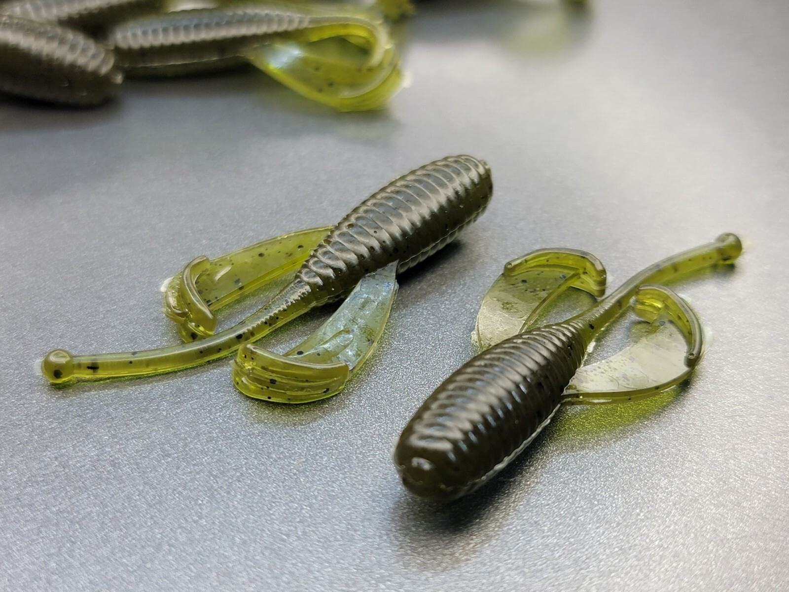 (20) 2" SLAB BANDIT "Nat Green" GRUBS JIG CRAPPIE PANFISH STINGER BABY ...