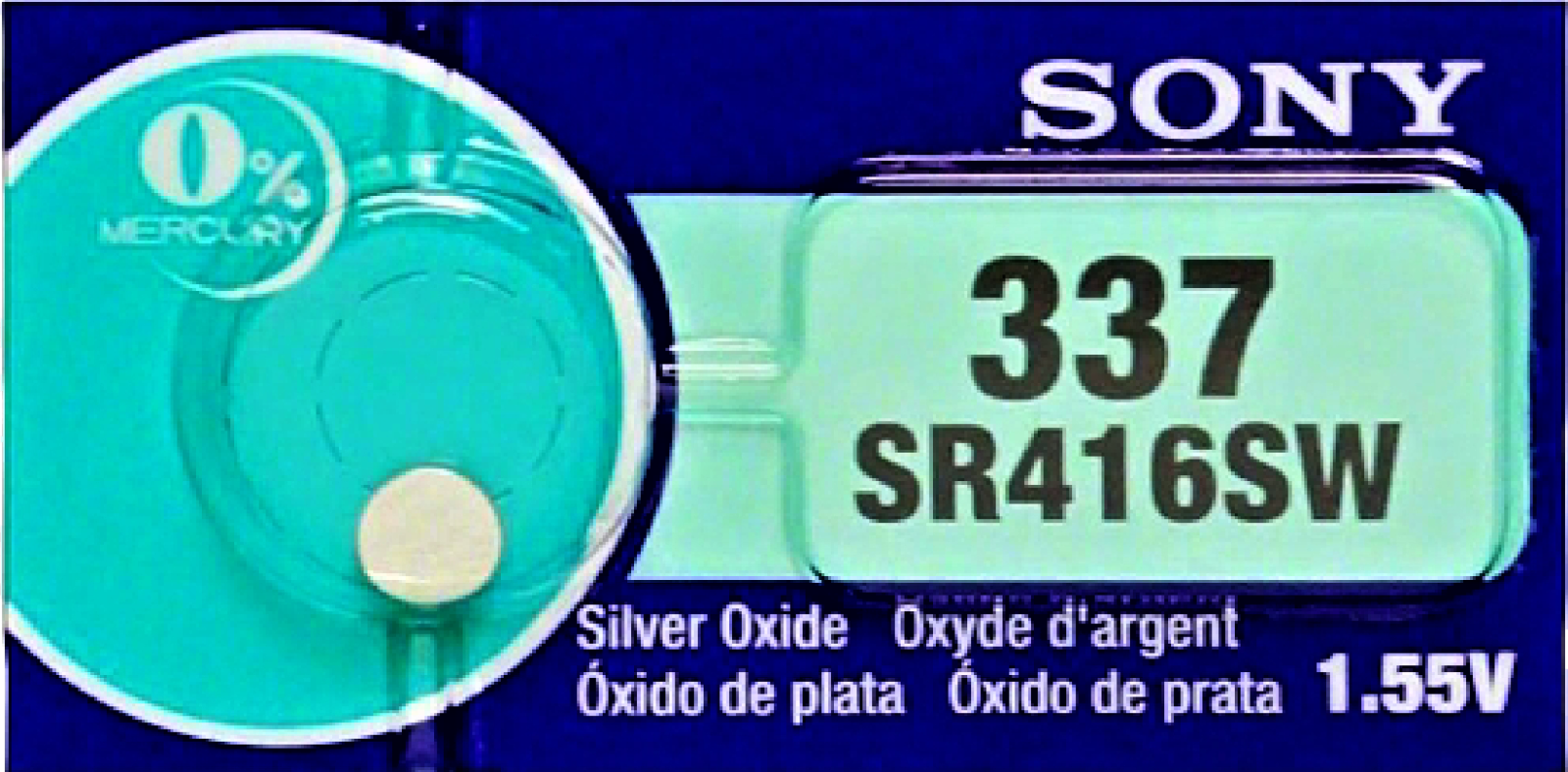 1 X SONY 337, SR416SW, 280-75, LR416, 1.55V, Watch Battery, 0% Mercury ...