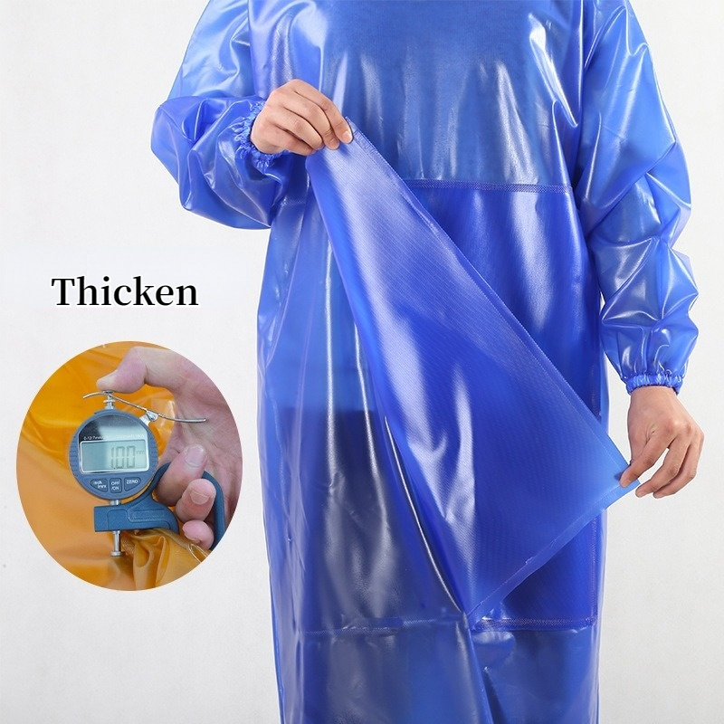 Unisex PVC Waterproof Apron Long Sleeve Oil Resistant Butcher Overall ...
