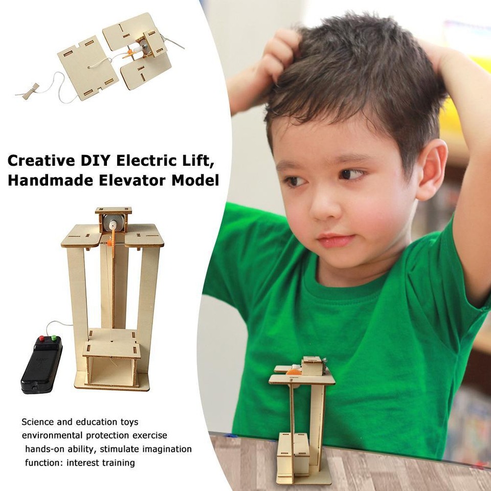 Creative DIY Electric Lift Handmade Elevator Model Children Assembled ...