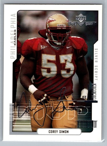 2000 UPPER DECK MVP SILVER SCRIPT CARD # 194 Corey Simon - Philadelphia ...