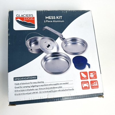 New Glaciers Edge 5 Piece Aluminum Cook, Mess Kit. Camping, Hiking. | eBay