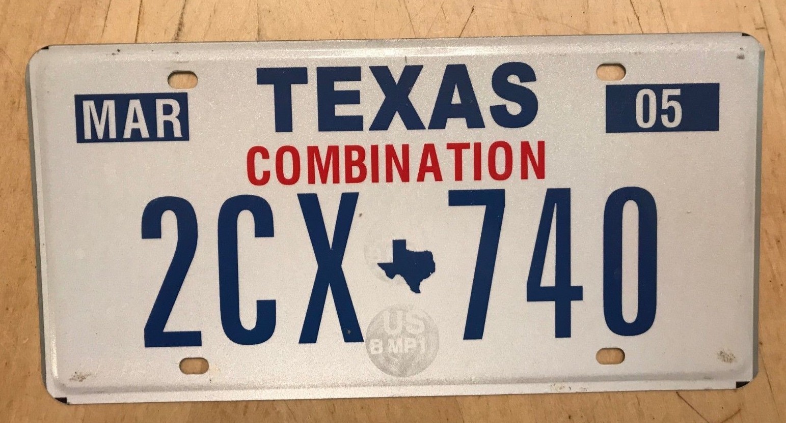 2005 TEXAS COMBINATION LICENSE PLATE " 2 CX 740 " TX ONE FROM COLUMN A ...