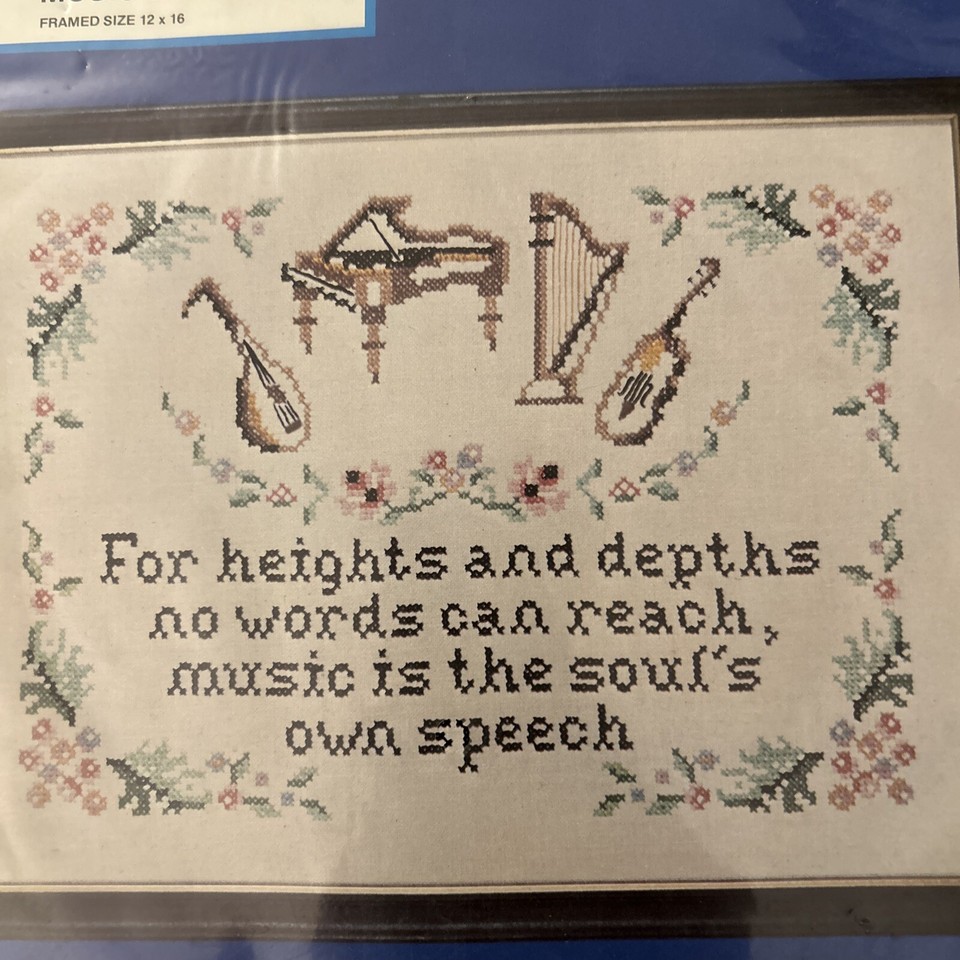 Needles' n Hoops Music Sampler Needlework No. 212 Framed Size 12 x 16 ...