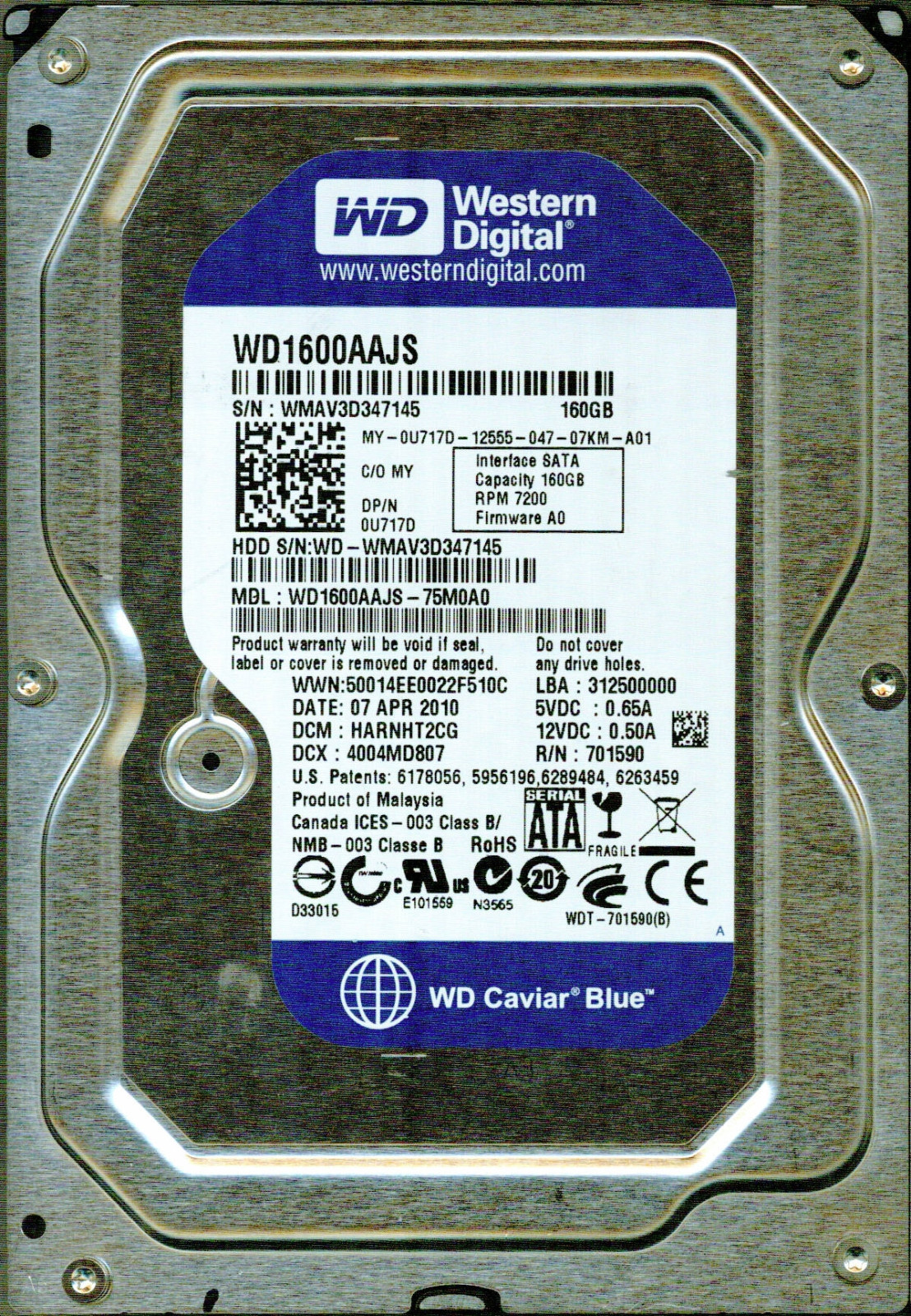 WD1600AAJS-75M0A0 DCM: HARNHT2CG WESTERN DIGITAL SATA 160GB WMAV | eBay
