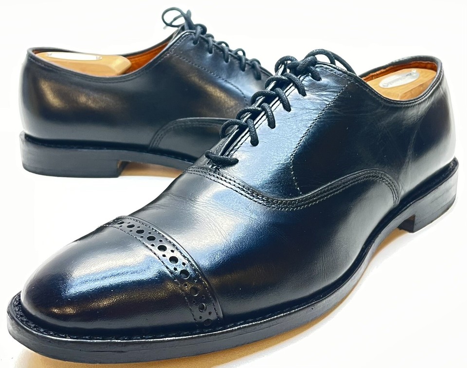 Mens Black Allen Edmonds "Fifth Avenue" Leather Cap Toe Oxfords 10C | eBay