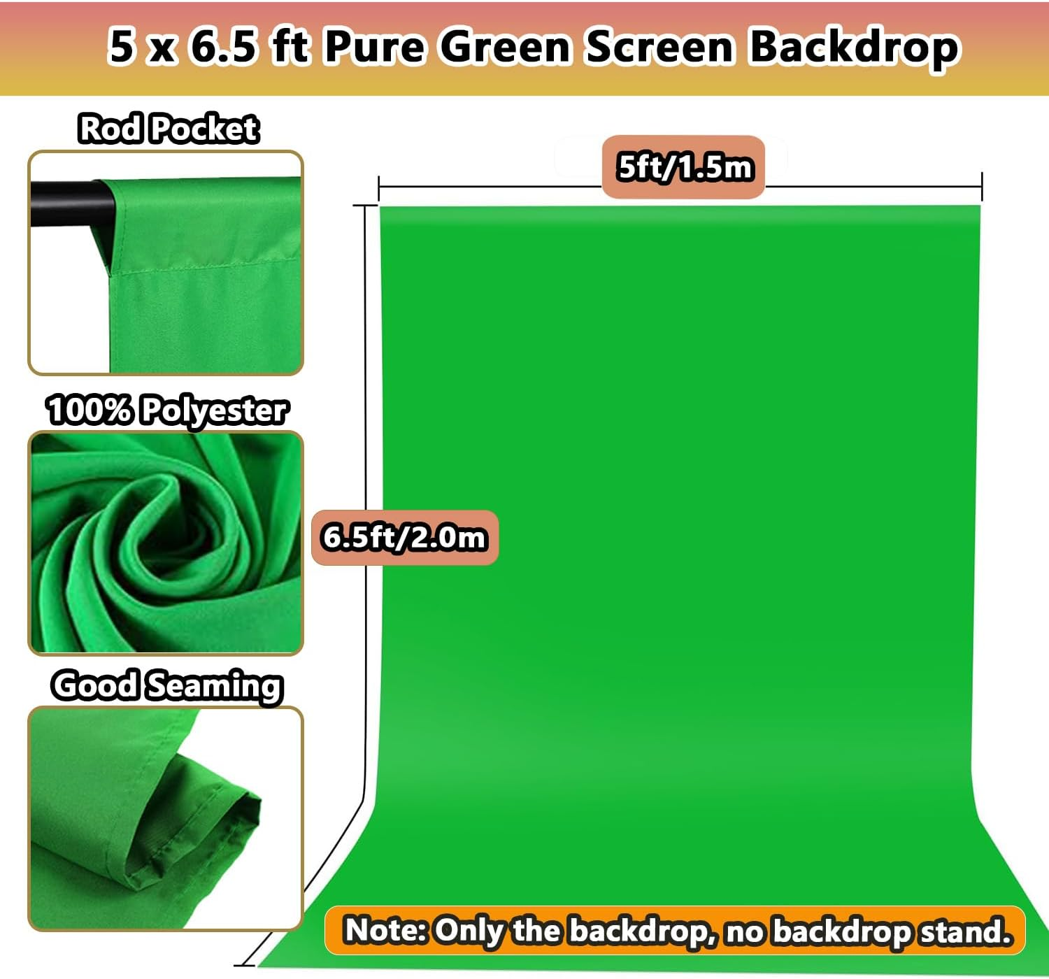 Green Screen Backdrop, 5 X 6.5Ft Greenscreen Background for Photoshoot ...
