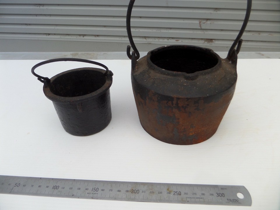 LARGE VINTAGE ANTIQUE OLD CAST IRON DOUBLE BOILER GLUE POT | eBay