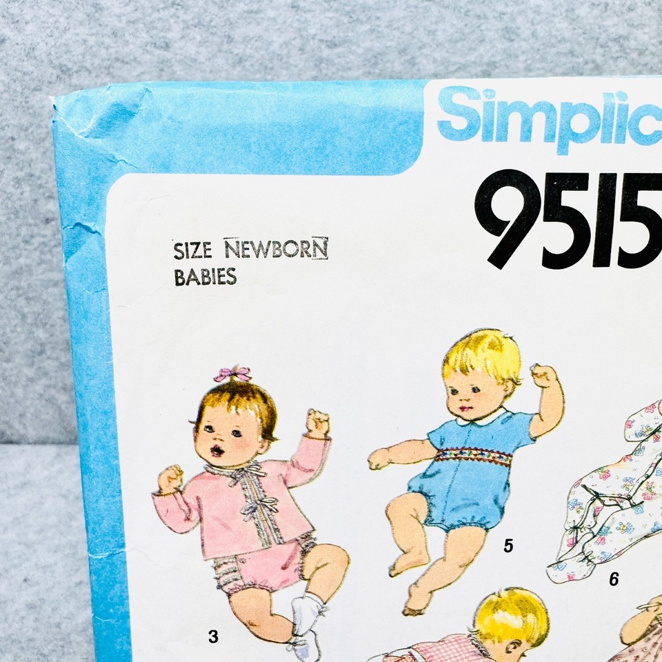 Simplicity 9515 Layette and Transfer Dress Bonnet Kimono Babies Newborn ...