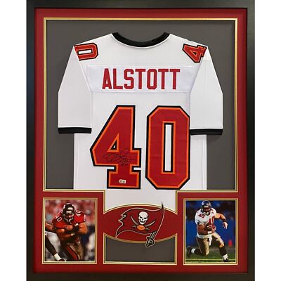 Mike Alstott Framed White Jersey Beckett Autographed Signed Tampa Bay ...