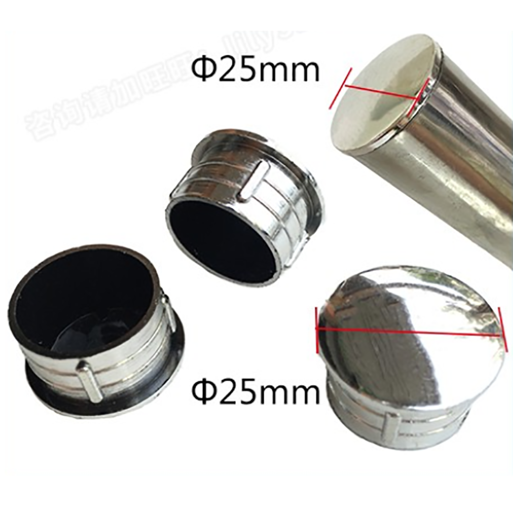 Silver Tube Inserts Chrome Metal Capped Pipe Plugs Round Blanking Bungs ...
