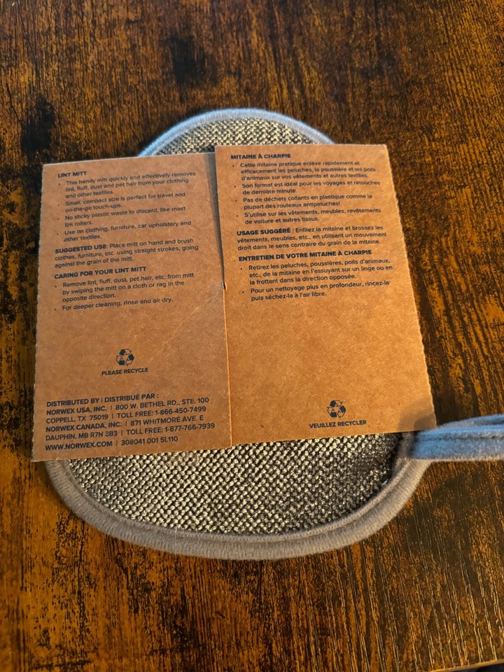 new Norwex Lint Mitt Gray and Blue | eBay