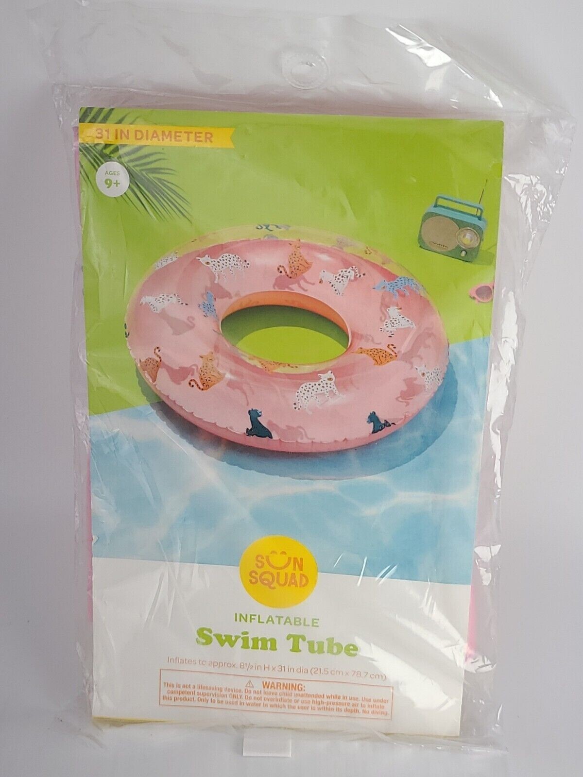 BRAND NEW Sun Squad 31" Diameter Cheetah Print Inflatable Pool Float ...