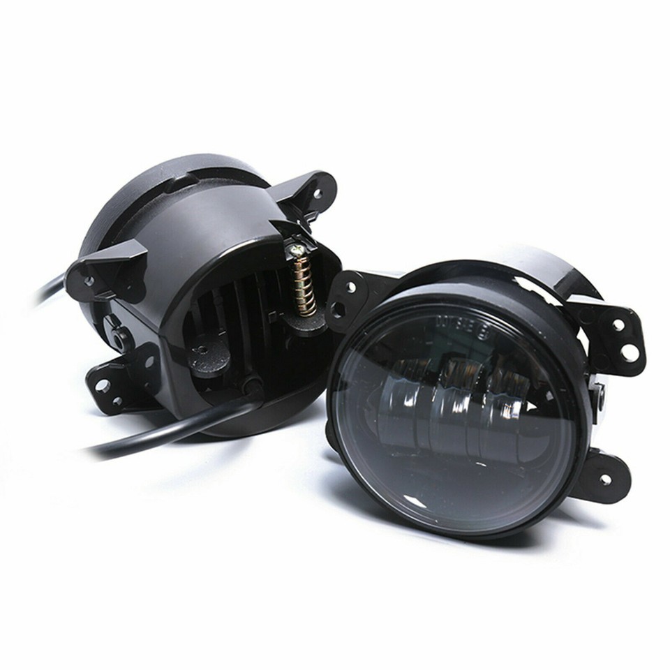 Pair 4" inch Round LED Fog Lights Driving Lamps for Jeep Wrangler JK TJ ...