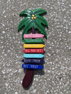 KEY WEST DIRECTIONAL SIGN HAND CARVED WOOD SIGN WALL ART HOME TIKI ...