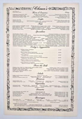 Vintage '92 Legendary Old Hollywood Chasen's Restaurant Friday Dinner ...