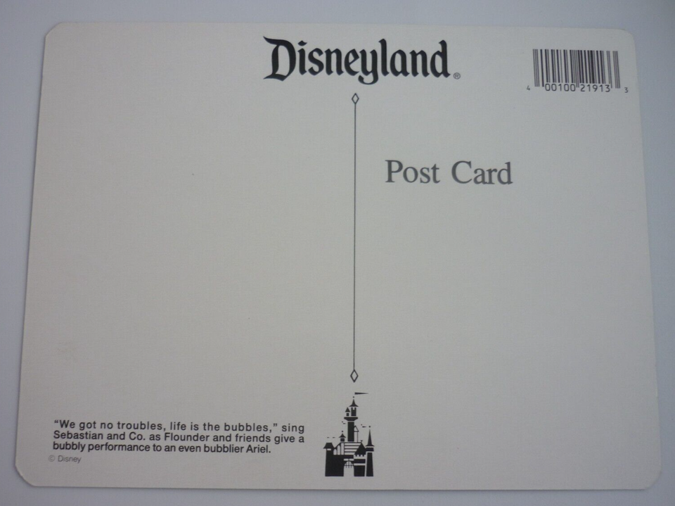 DISNEYLAND LARGE POSTCARD AIREL ~ SEBASTAIN ~ FLOUNDER & FRIENDS NEW ...
