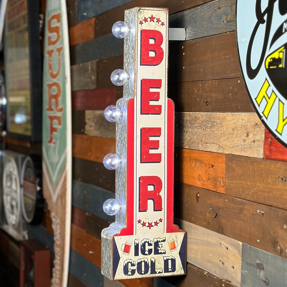 Beer Ice Cold LED Sign 26" Double Sided Vintage Retro Off The Wall ...