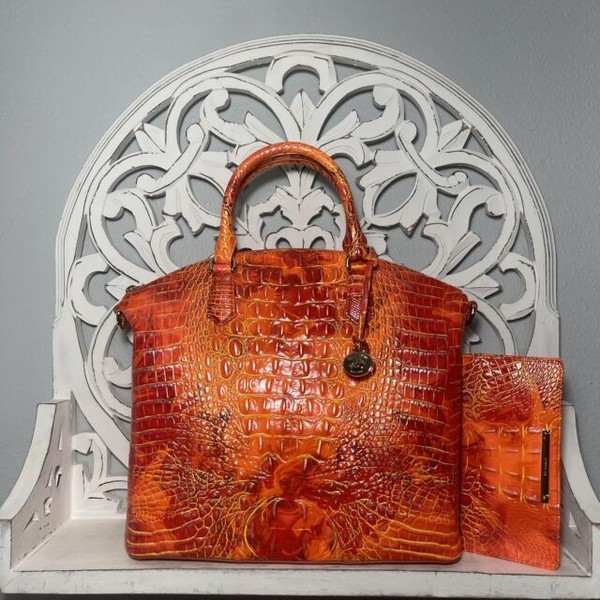 Brahmin Melbourne Women's Duxbury Leather Satchel - Spicy Orange for ...