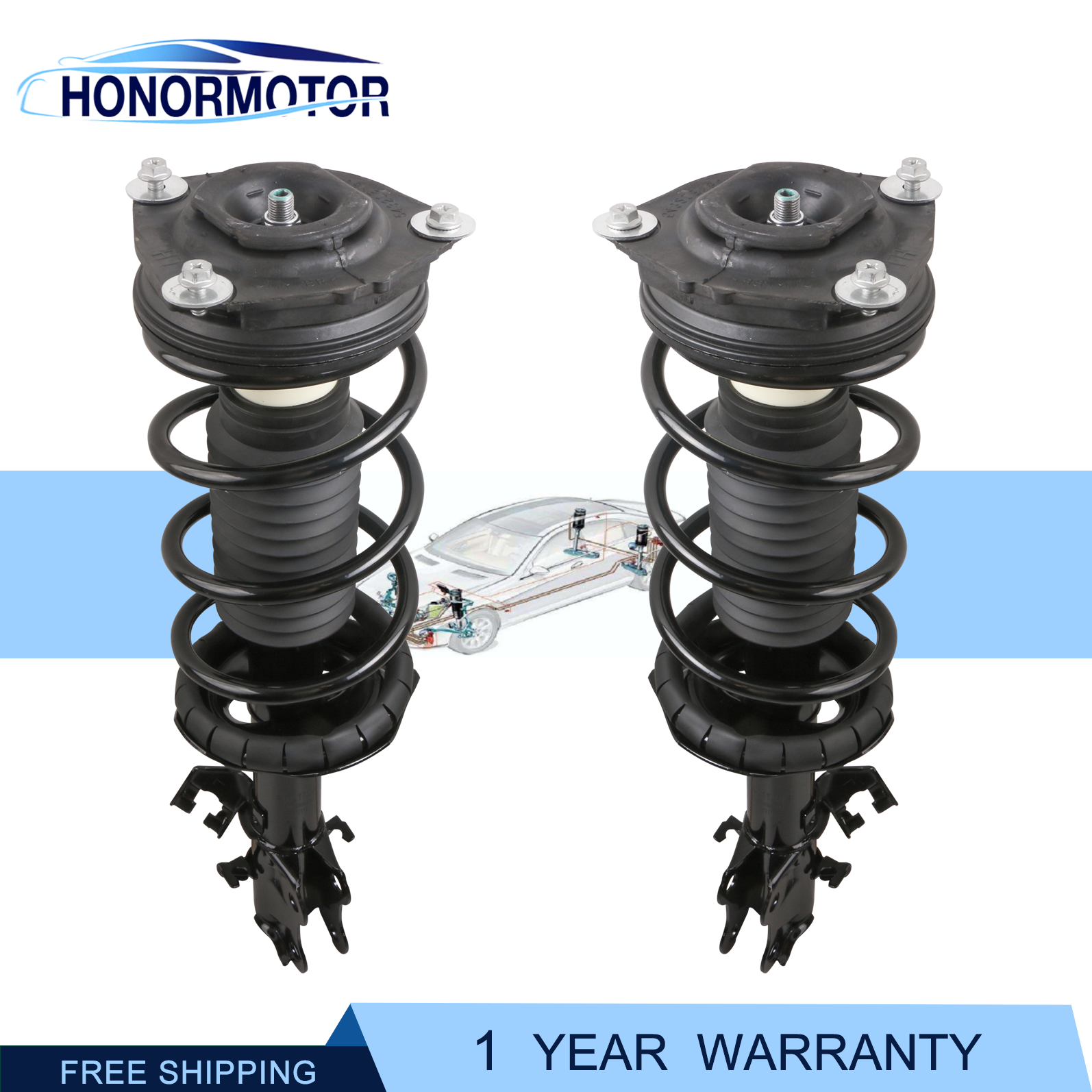 2 x Front Complete Shock Struts Absorber Assembly Fit 2007-2012 Nissan ...