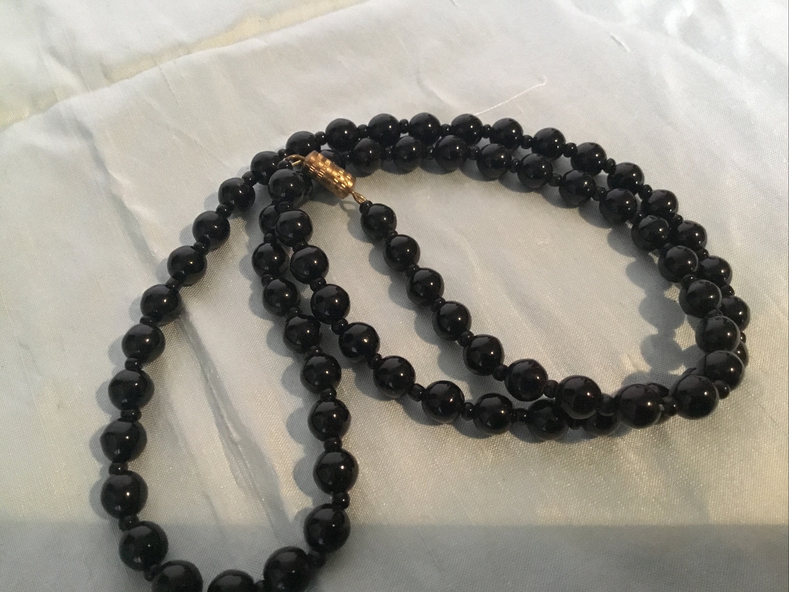 Antique/Vintage French Jet/Black Glass Bead Necklace … - Gem